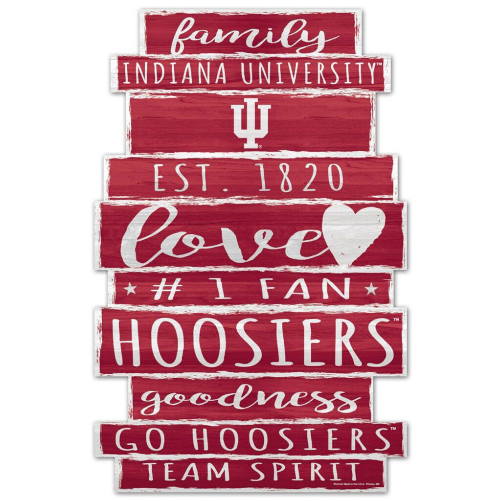 Indiana Hoosiers Sign 11×17 Wood Family Word Design – Official Sports Merch